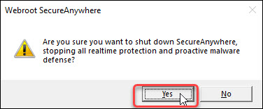 Shut down SecureAnywhere